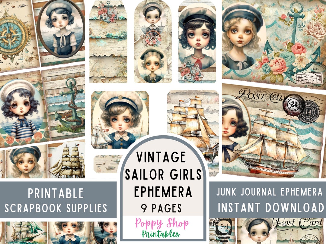 Nautical Ephemera, Vintage, Sailor Girls, Sailboats, Sea, Ephemera ...