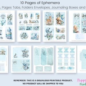 Junk Journal Kit, Baby Boy, Printable, Blue, Boho, Baby Book, Baby ...