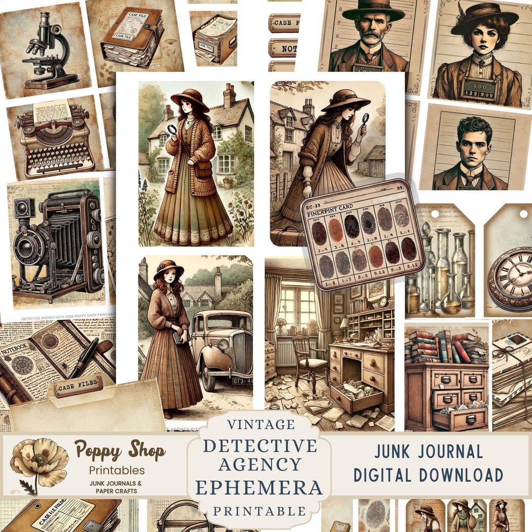Detective Ephemera, Detective Junk Journal, Detective Printable ...