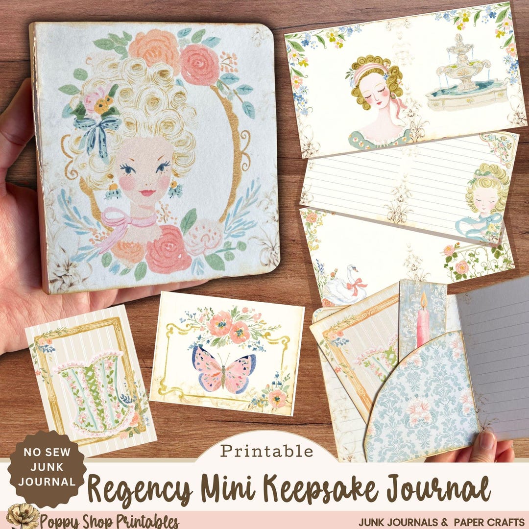 Regency Mini Junk Journal Printable No Sew Paper Craft With Pockets and ...