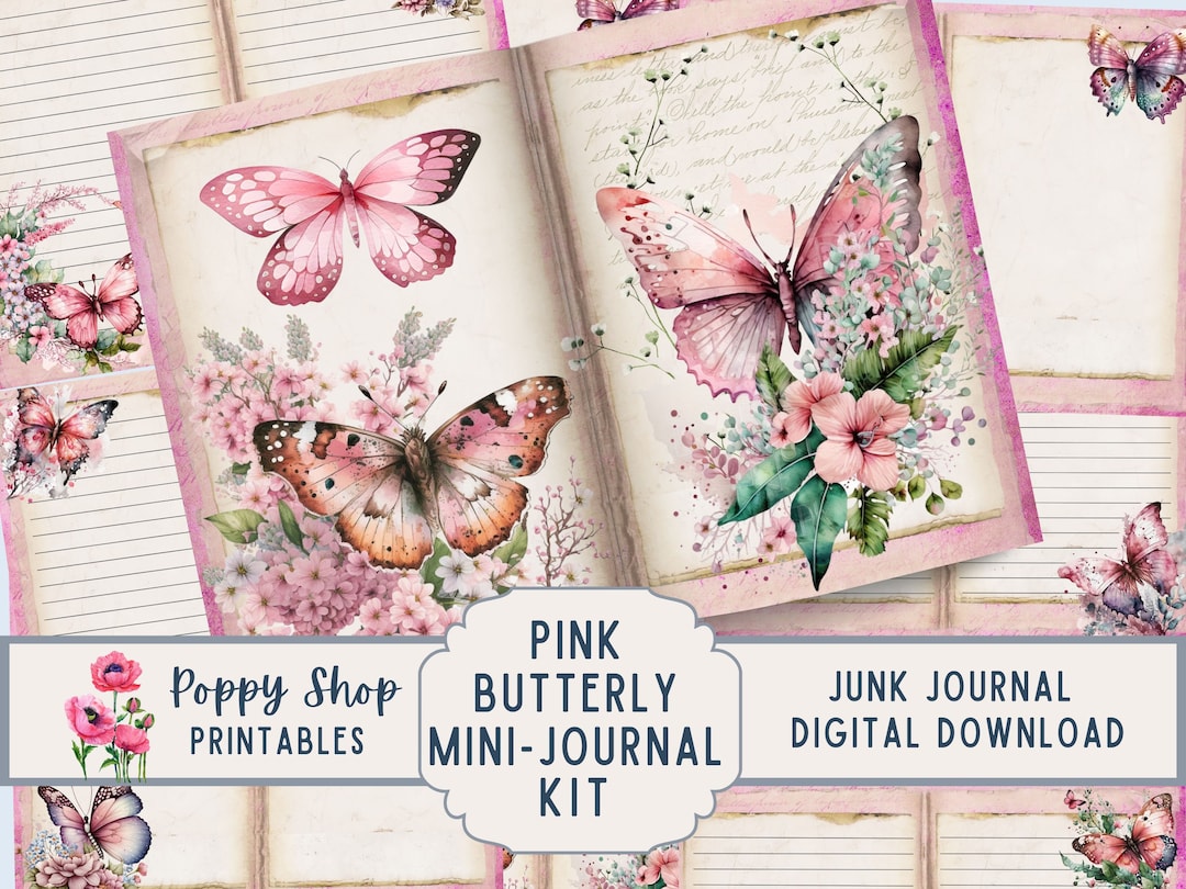Butterfly Journal Pages, Printable Journal Pages, Lined Journal Pages ...