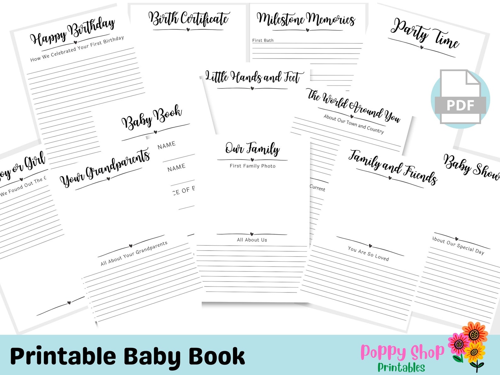 Baby Book, Printable Baby Book, Baby Milestone, Baby's First Year, Baby ...
