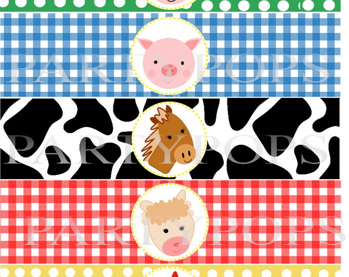 DIY Farm Party Printable, Water Bottle, Milk Bottle Labels, Napkin ...