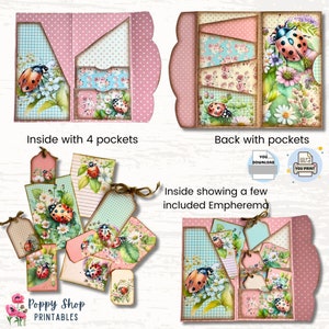 Ladybug Junk Journal Printable Folio, Shabby, Ladybug, Spring, Folding ...