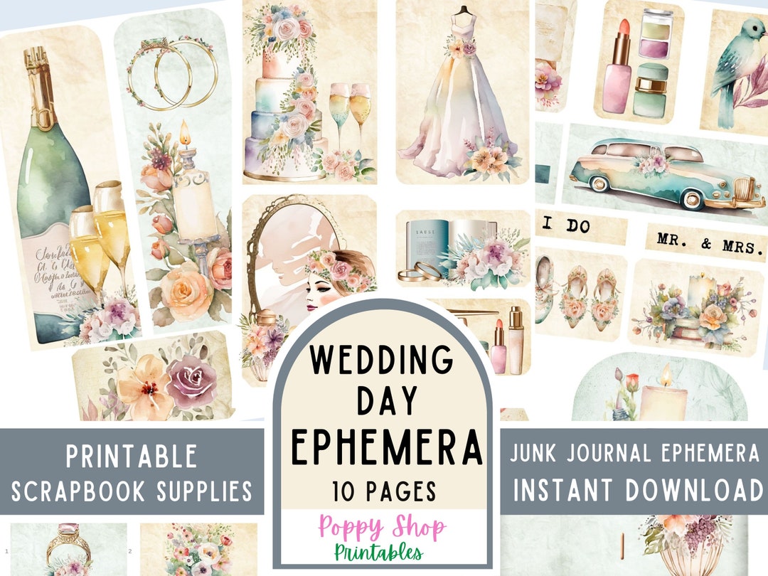 Wedding Ephemera, Bride Ephemera, Junk Journal Ephemera, Boho Wedding ...