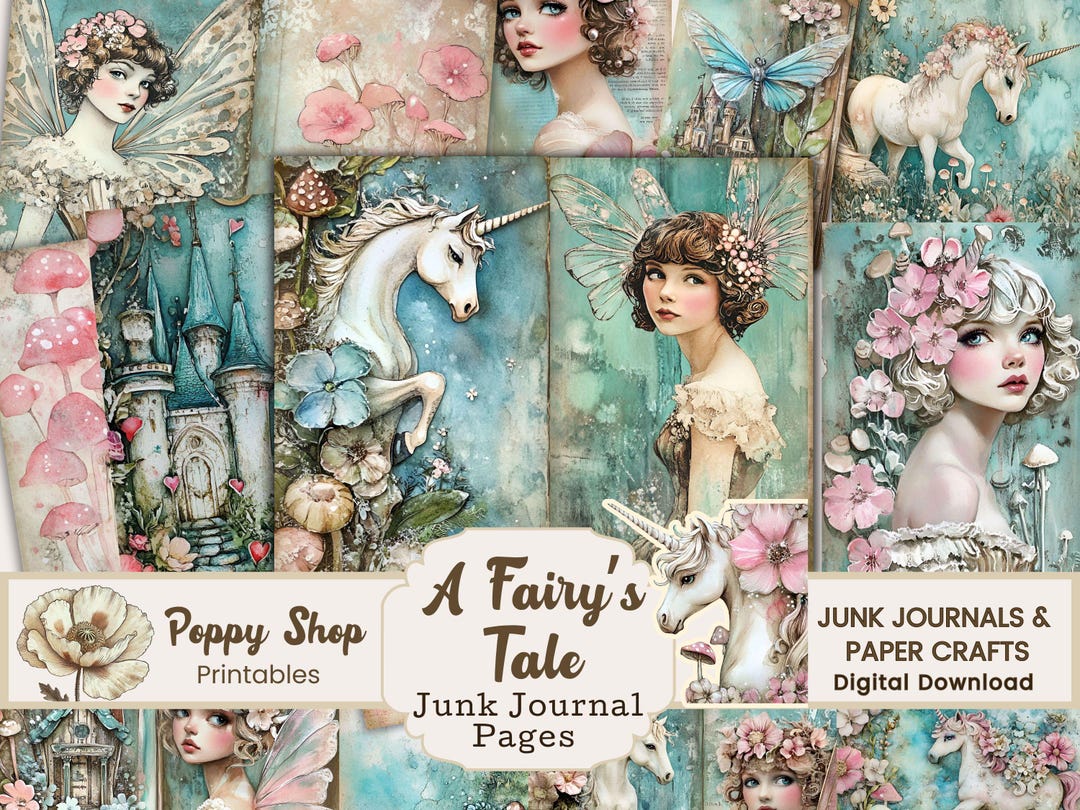 Fairy Junk Journal, Unicorn Junk Journal Page, Whimsical Fairy ...