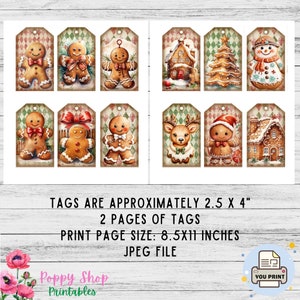 Gingerbread Christmas Gift Tags, Gingerbread, Kids Christmas Gift Tags ...