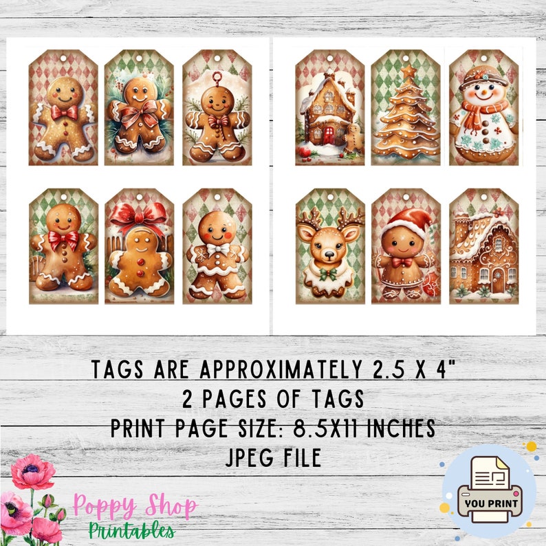 Gingerbread Christmas Gift Tags, Gingerbread, Kids Christmas Gift Tags ...
