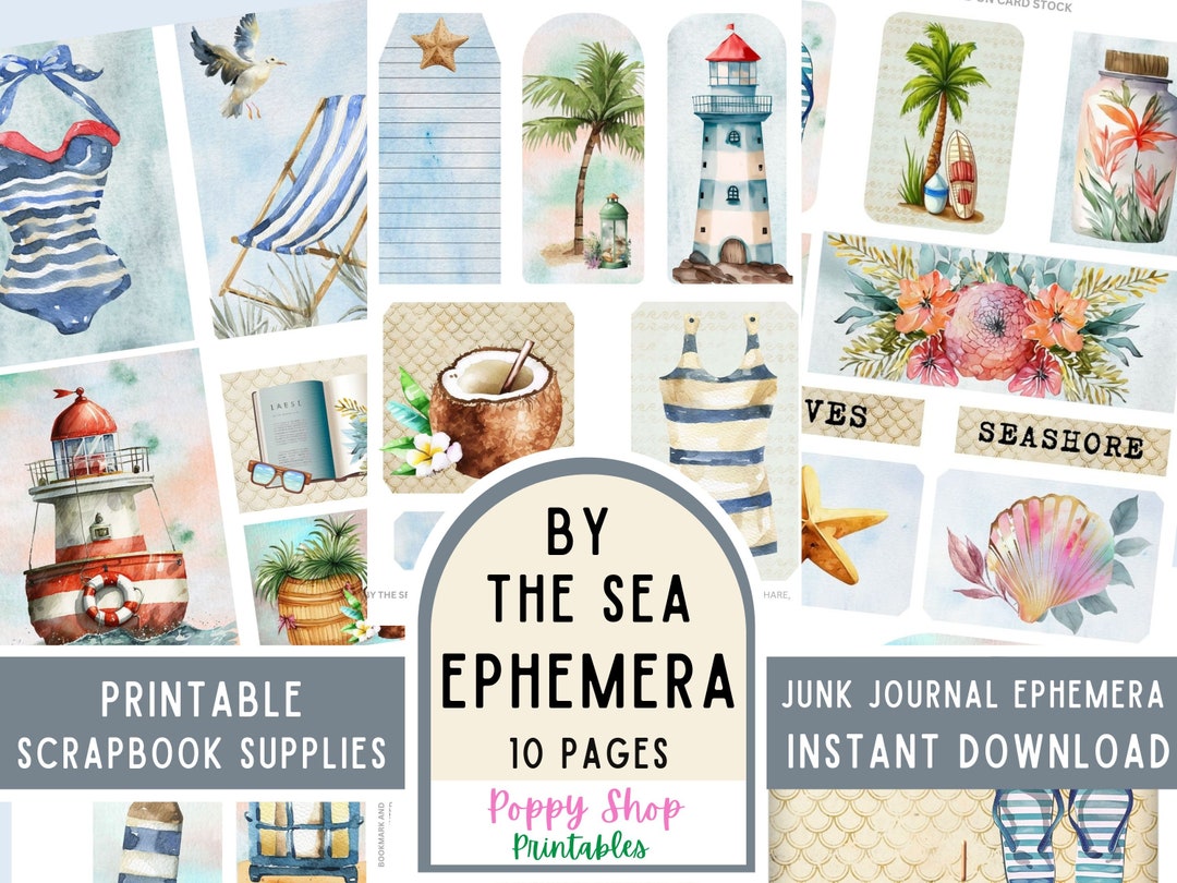 Ephemera, Beach Ephemera, Junk Journal Ephemera, Vacation, Coast, Sea ...