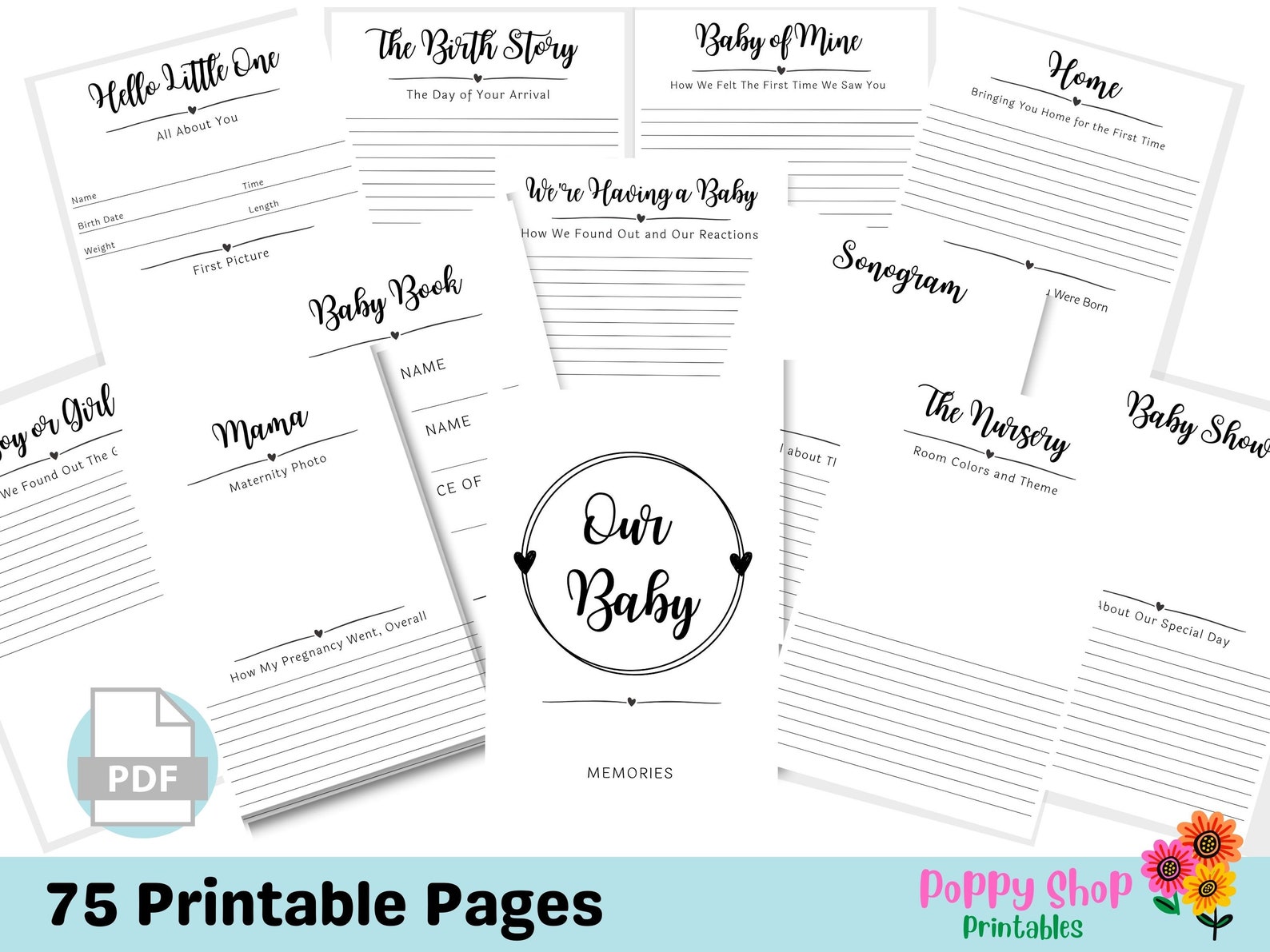 Baby Book, Printable Baby Book, Baby Milestone, Baby's First Year, Baby ...
