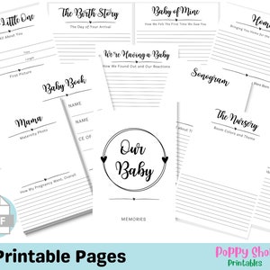 Baby Book, Printable Baby Book, Baby Milestone, Baby's First Year, Baby ...
