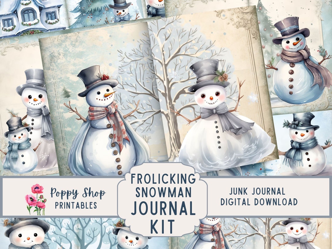 Snowman Junk Journal Kit, Winter Junk Journal. Vintage, Snowman ...