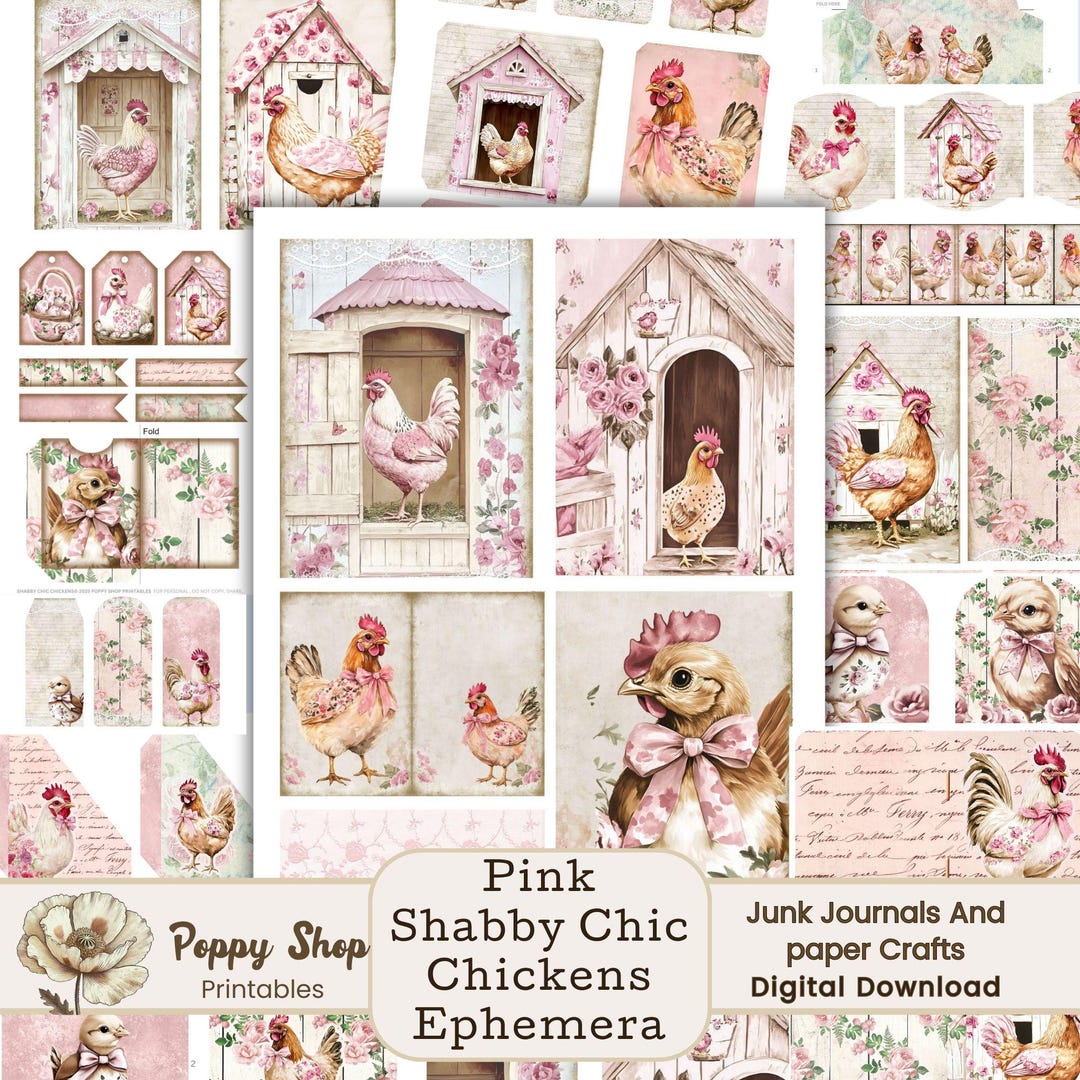 Shabby Chic Chicken Ephemera, Chicken Ephemera, Chicken Coop, Junk ...