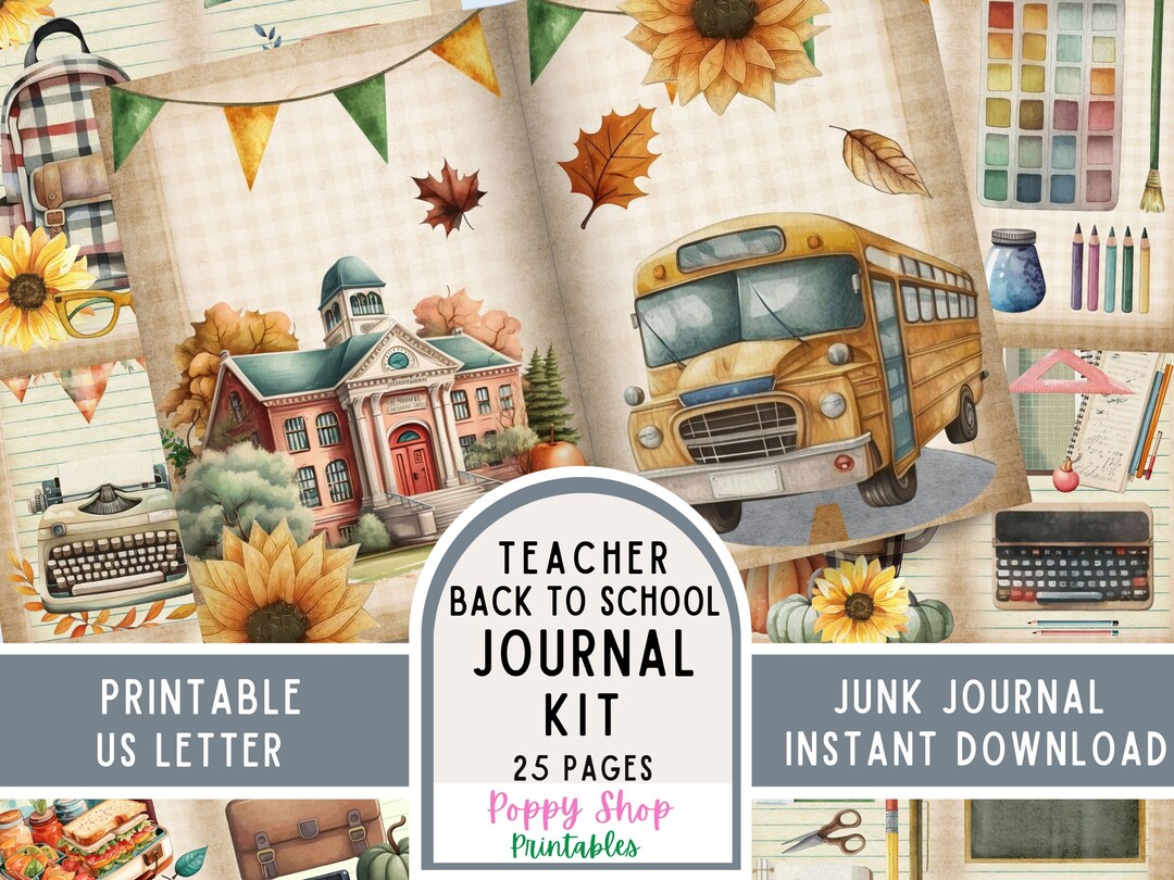 Back to School Junk Journal Kit, Teacher, Vintage, School, Fall ...