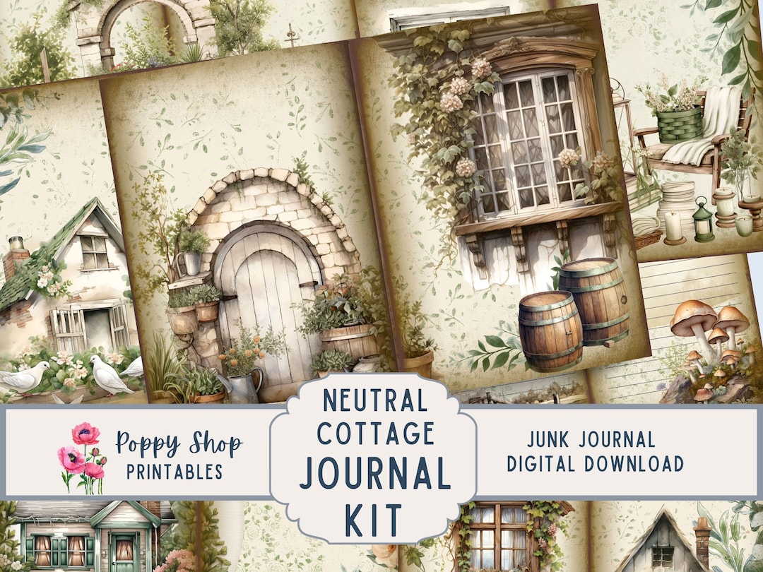 Neutral Cottage Junk Journal Kit, Cottage Junk Journal, Vintage, House ...