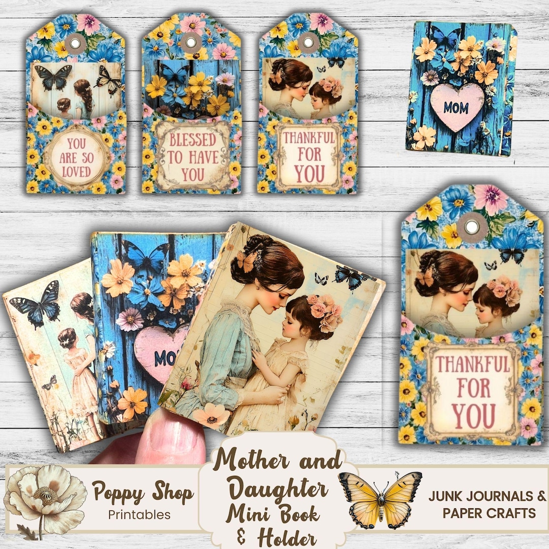 Mini Junk Journal Kit, Mother and Daughter, Printable Mini Junk Journal ...