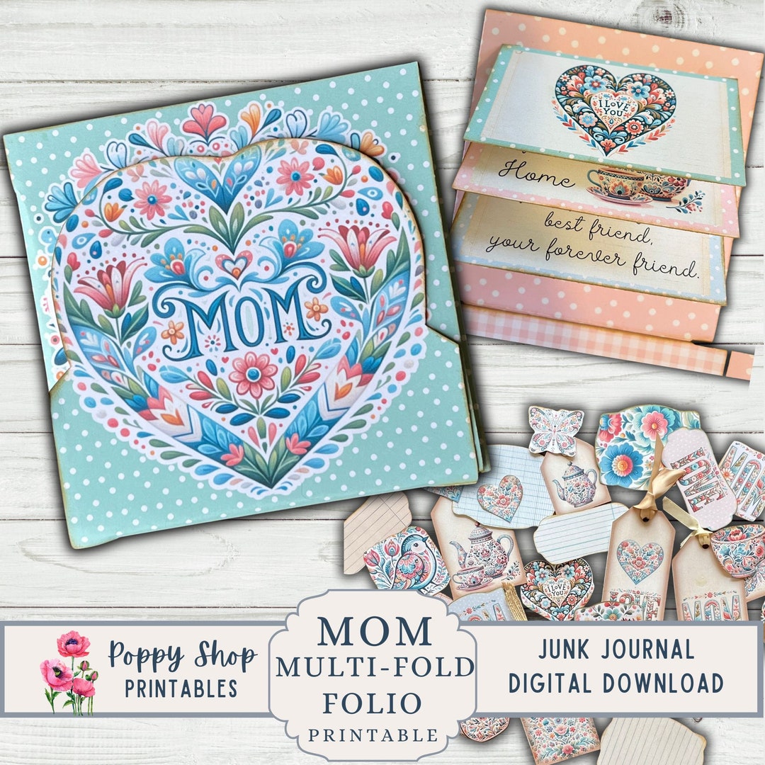 Mother's Day Folio, Printable Folio Kit, Junk Journal Folio, Mom ...