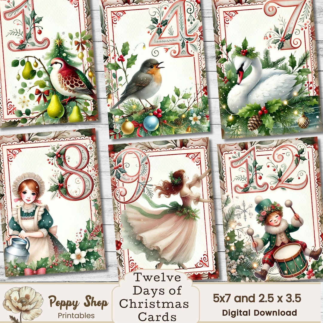 12 Days of Christmas Cards, Twelve Days of Christmas, ATC Cards ...