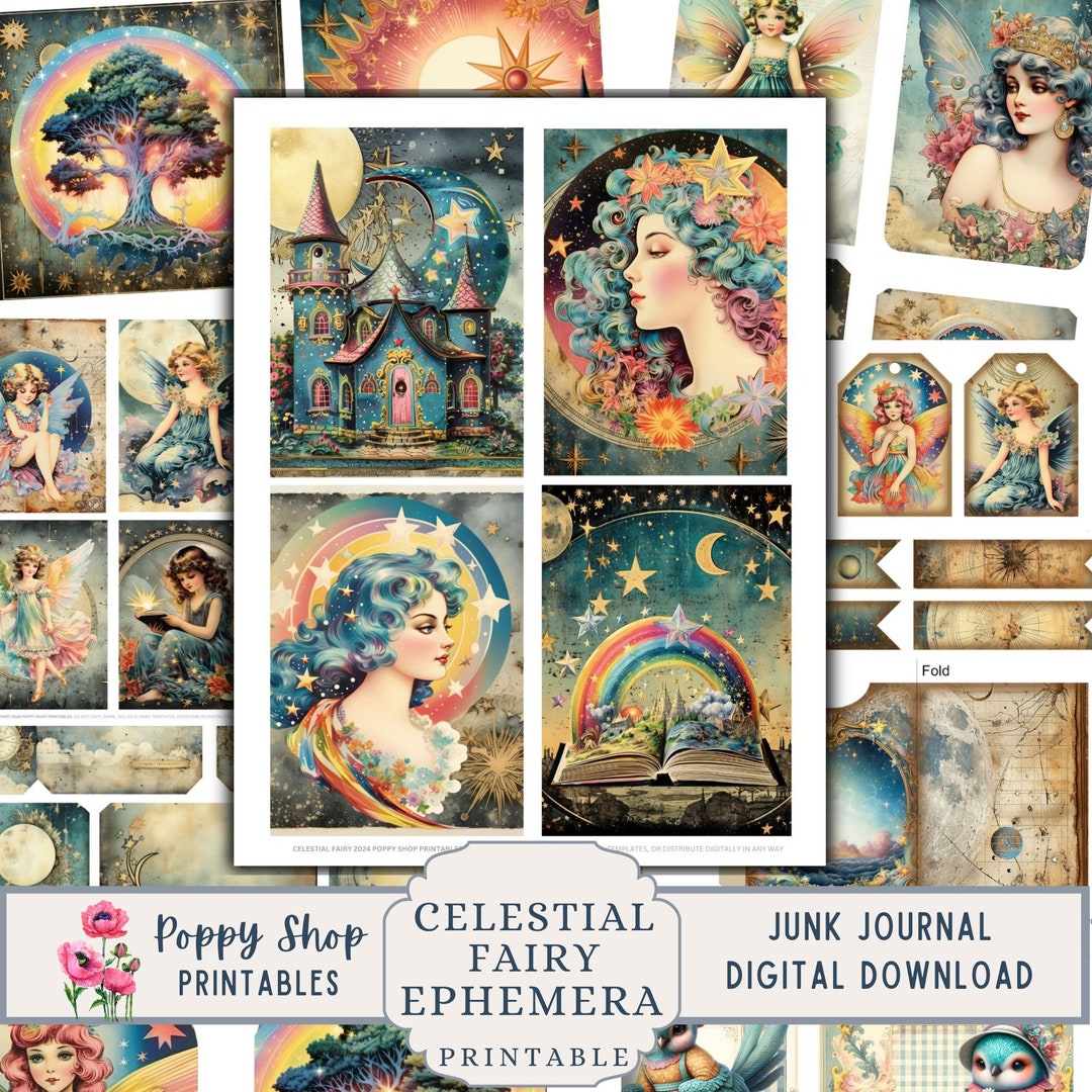 Celestial Ephemera, Junk Journal, Fairy Ephemera, Moon and Stars ...