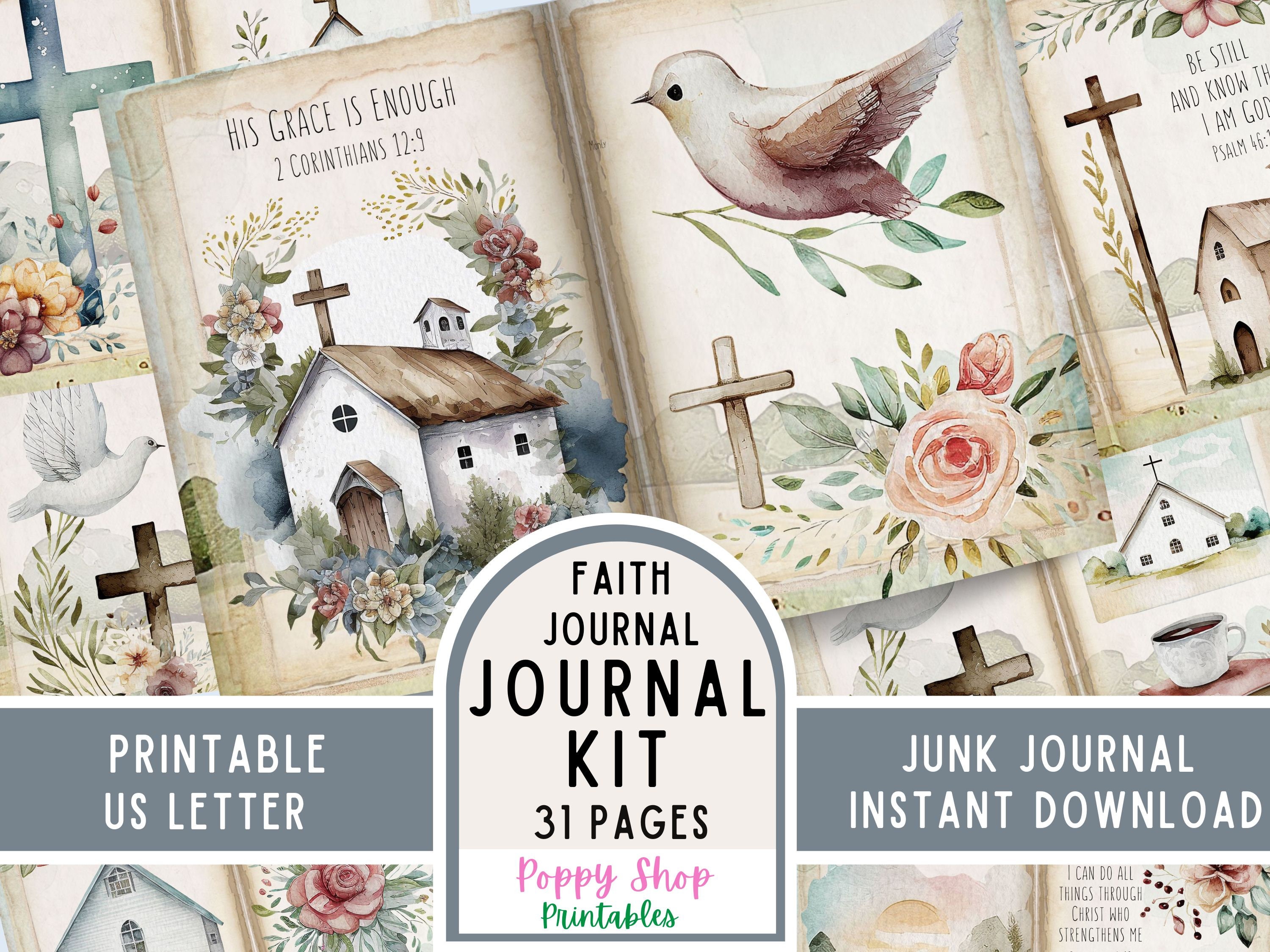 Faith Junk Journal Kit, Christian, Prayer Journal, Journal Pages, Faith ...