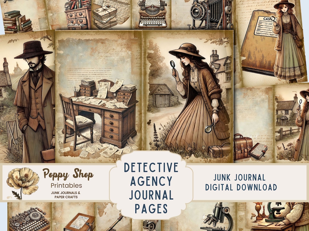 Detective Junk Journal, Junk Journal Kit, Mystery, Detective, Vintage ...