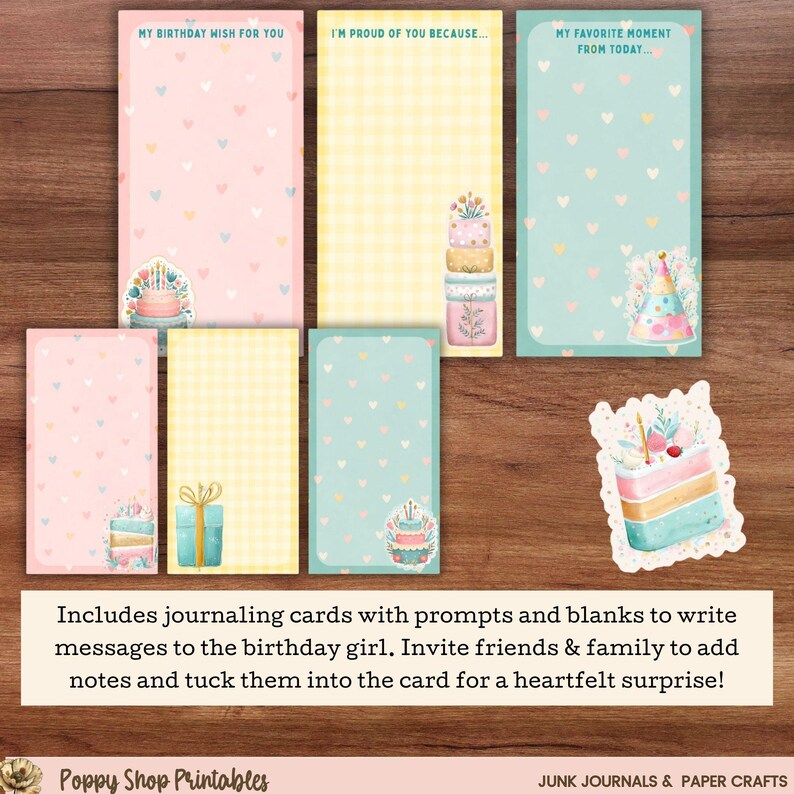 Birthday Card Kit Printable, Birthday Activity & Keepsake Gift, Pockets ...