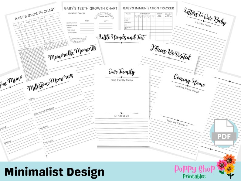 Baby Book, Printable Baby Book, Baby Milestone, Baby's First Year, Baby ...