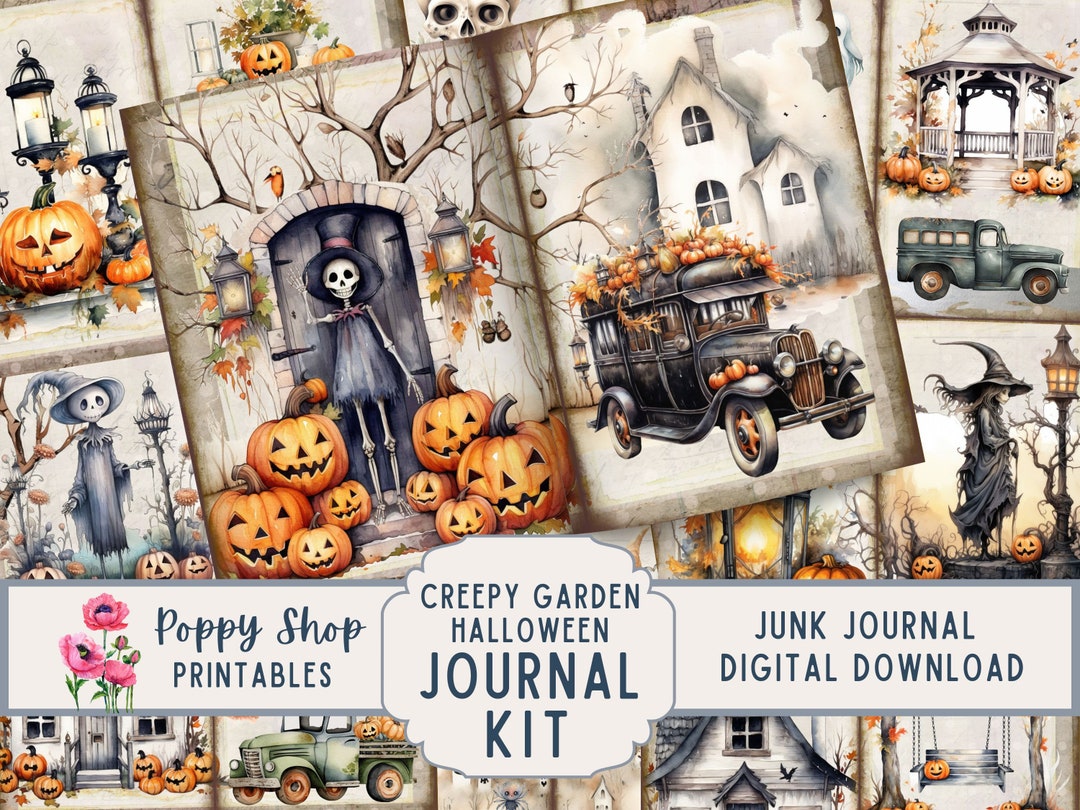 Creepy Halloween Junk Journal Kit, Spooky Garden, Halloween, Journal ...