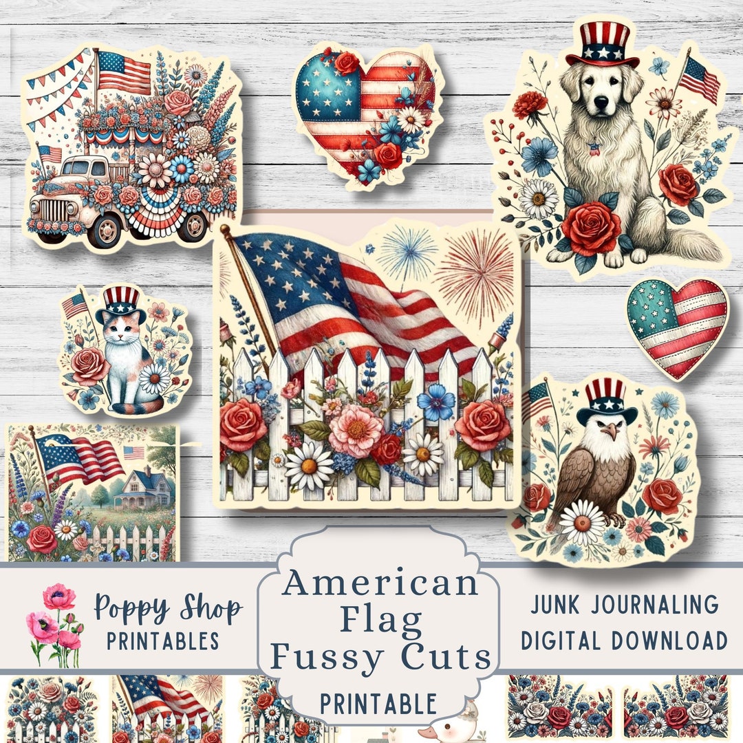 Patriotic Fussy Cuts, American Flag Ephemera, Celebrate America, Paper ...