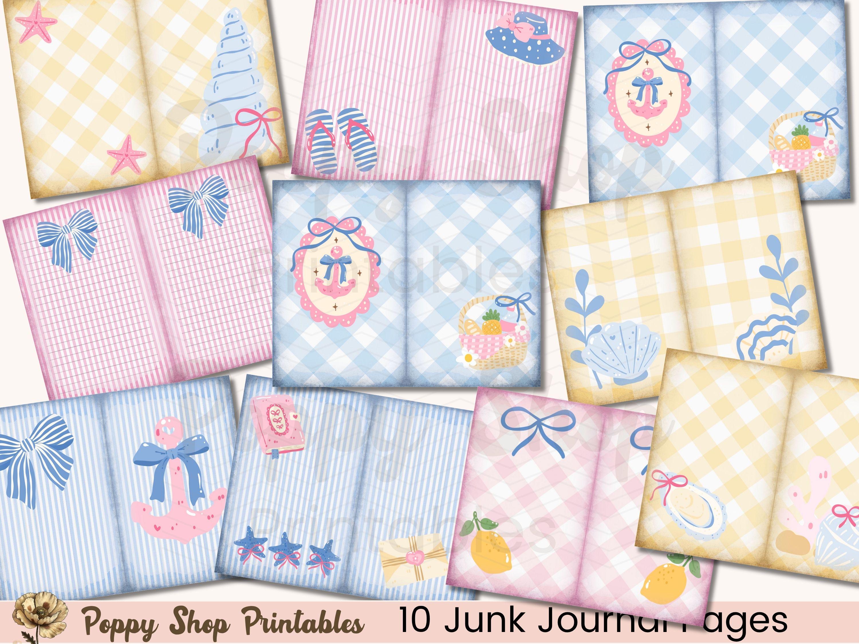 Preppy Beach Coquette Journaling Kit, Printable Beach Ephemera & Pages ...