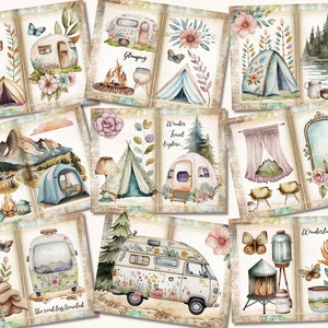 Camping, Junk Journal Kit, Glamping, Travel, Journal Pages, Junk ...