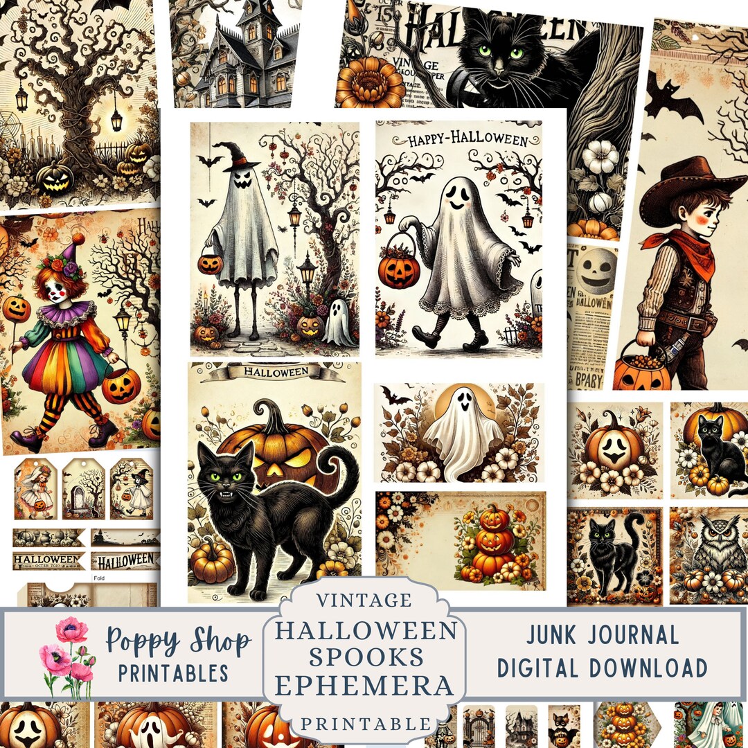 Halloween Ephemera, Halloween Printable, Ephemera, Retro Halloween ...