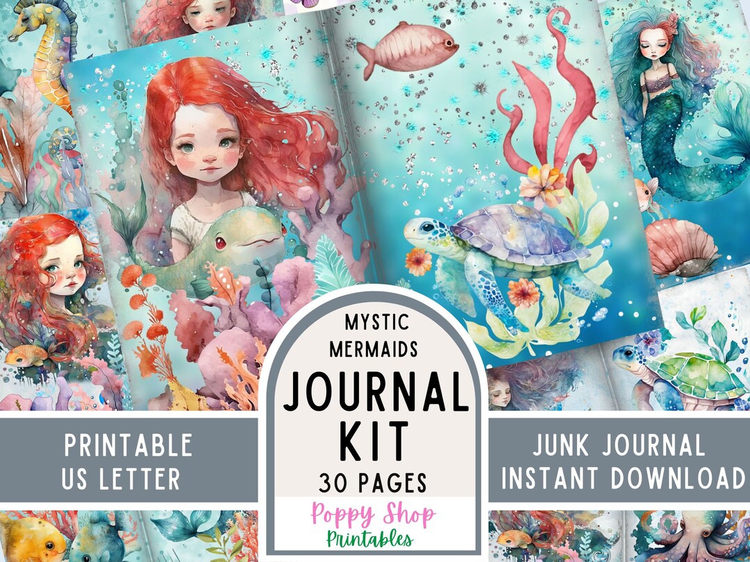Mermaid Junk Journal Kit, Mermaid Printable Junk Journal, Printable ...