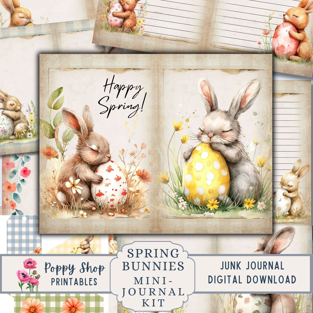 Easter Bunny Journal Pages, Printable Journal Pages, Lined Journal ...