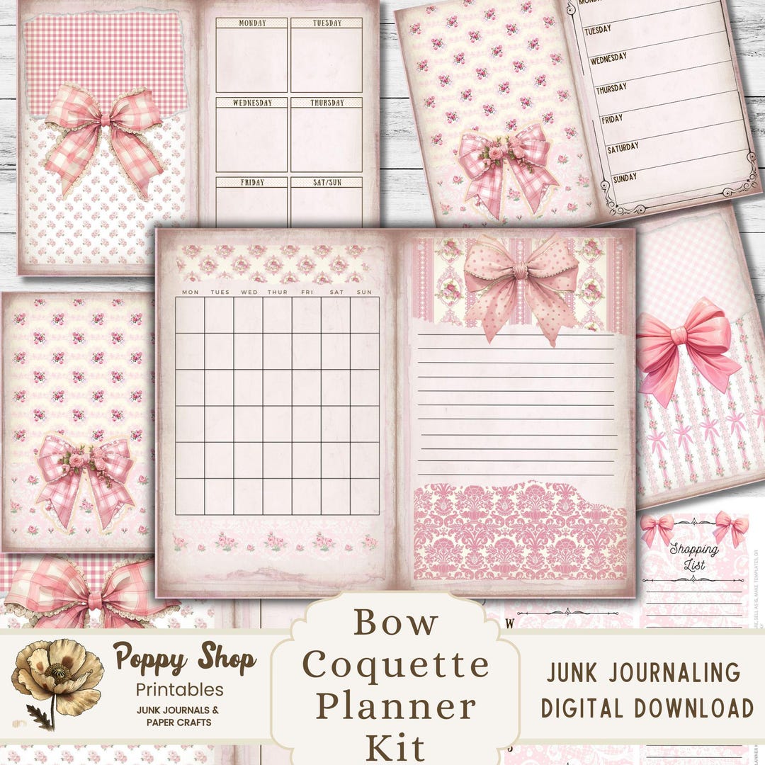 Pink Coquette Planner Kit, Planner, Pink, Monthly Printable, Month ...