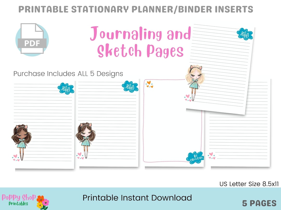 Printable Journal Pages, Printable Lined Paper, Printable Stationary ...