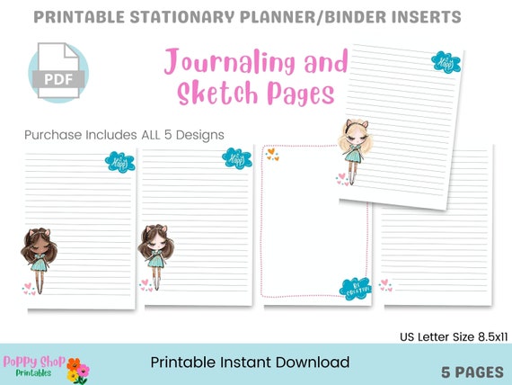 Printable Journal Pages, Printable Lined Paper, Printable Stationary ...