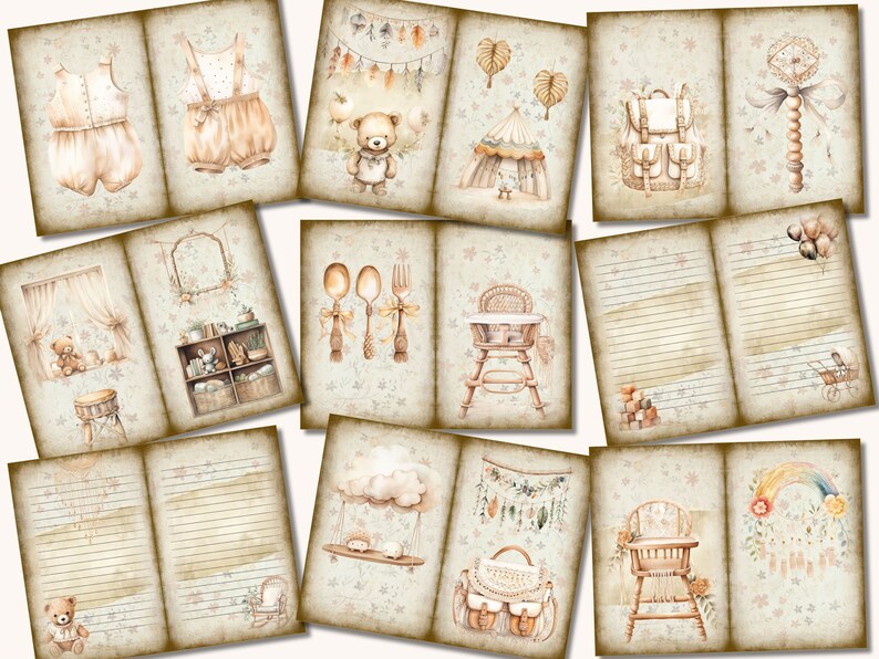Boho Baby Junk Journal Kit, Neutral Baby Printable Keepsake Book ...