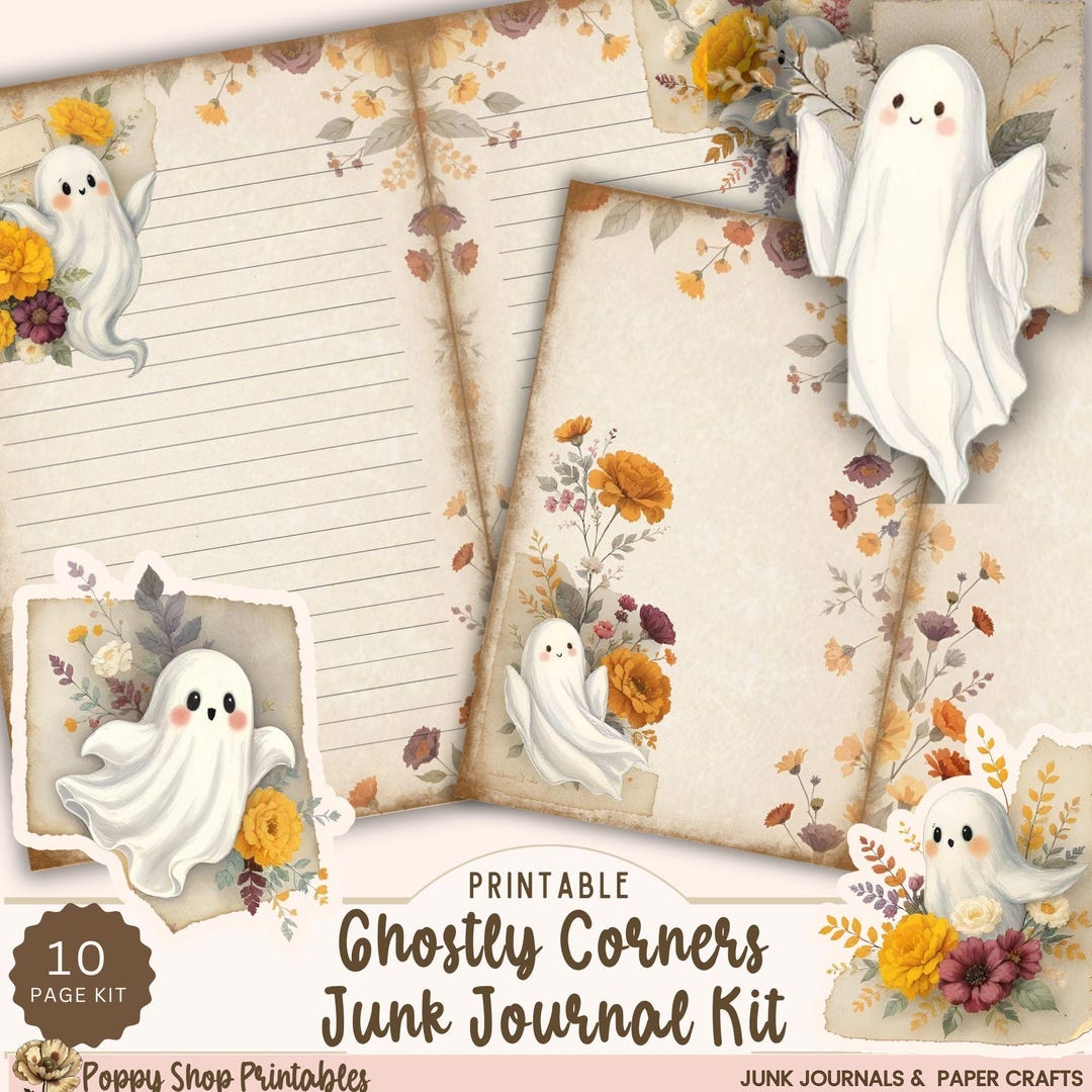 Halloween Junk Journal Pages, Ghost Junk Journal Kit, Cottagecore ...