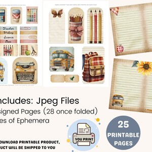 Back to School Junk Journal Kit, Teacher, Vintage, School, Fall ...