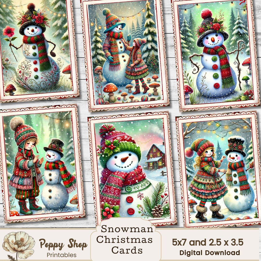 Snowman Christmas Card, Snowman Digital, Papers, Christmas, Picture ...