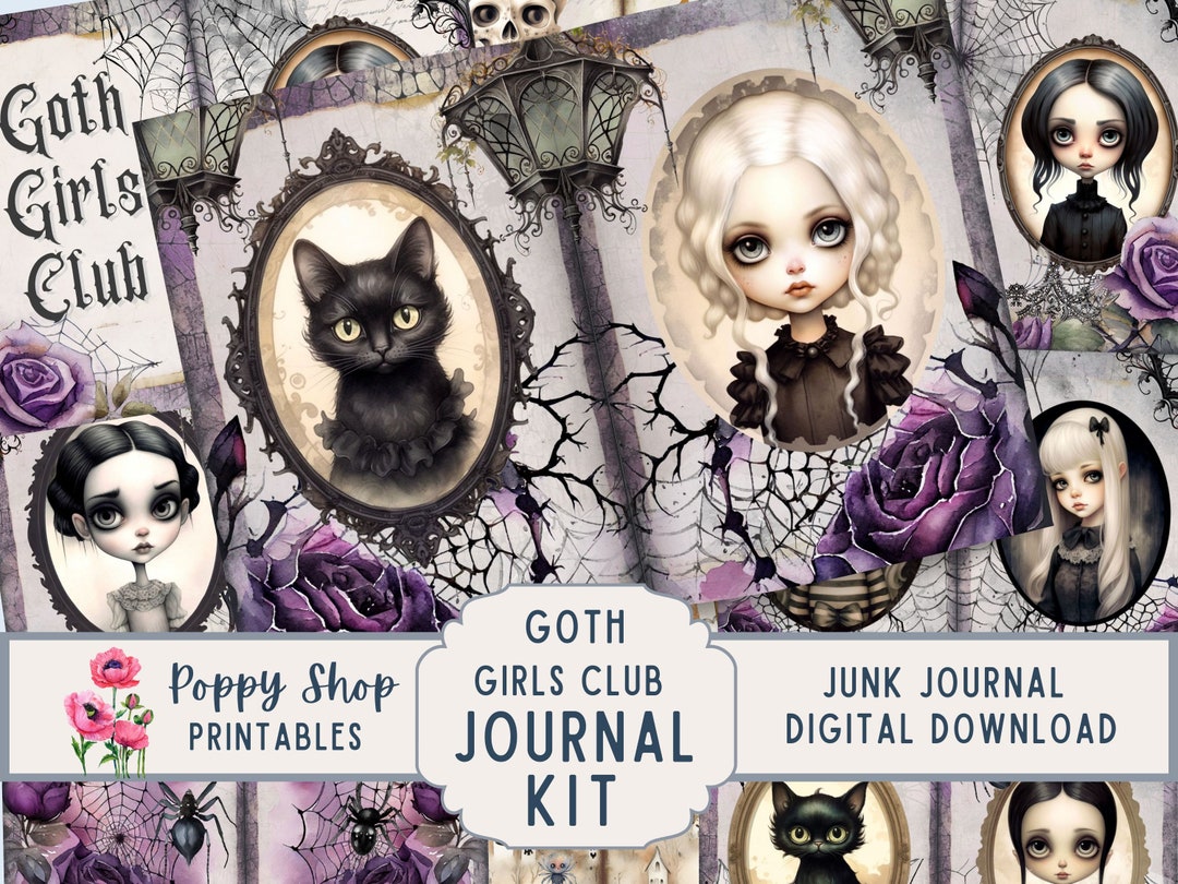Goth Girls Junk Journal Kit, Vintage, Whimsical, Gothic, Halloween ...
