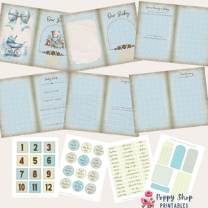 Baby's First Year, Baby Boy, Junk Journal Kit, Blue, Baby Journal, Gift ...