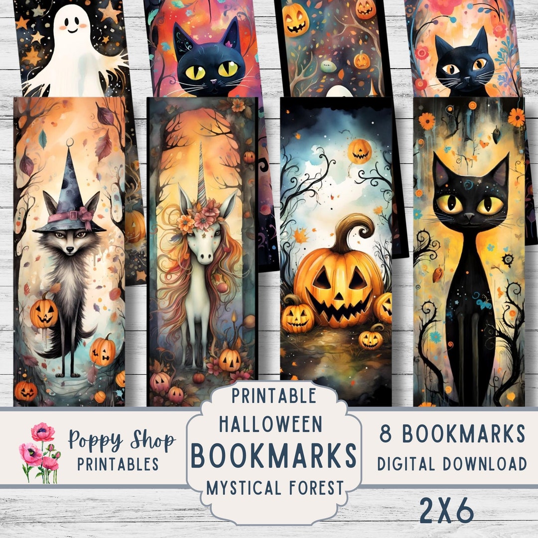 Halloween Bookmark, Printable Bookmark, Mystical, Ghost, Were-wolf ...