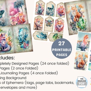 Mystical Fox Junk Journal Kit, Whimsical, Forest, Fantasy, Fox, Journal ...
