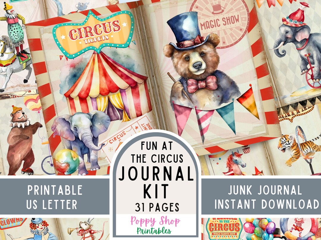 Circus Junk Journal Kit, Vintage Circus, Journal Pages, Circus Ephemera ...