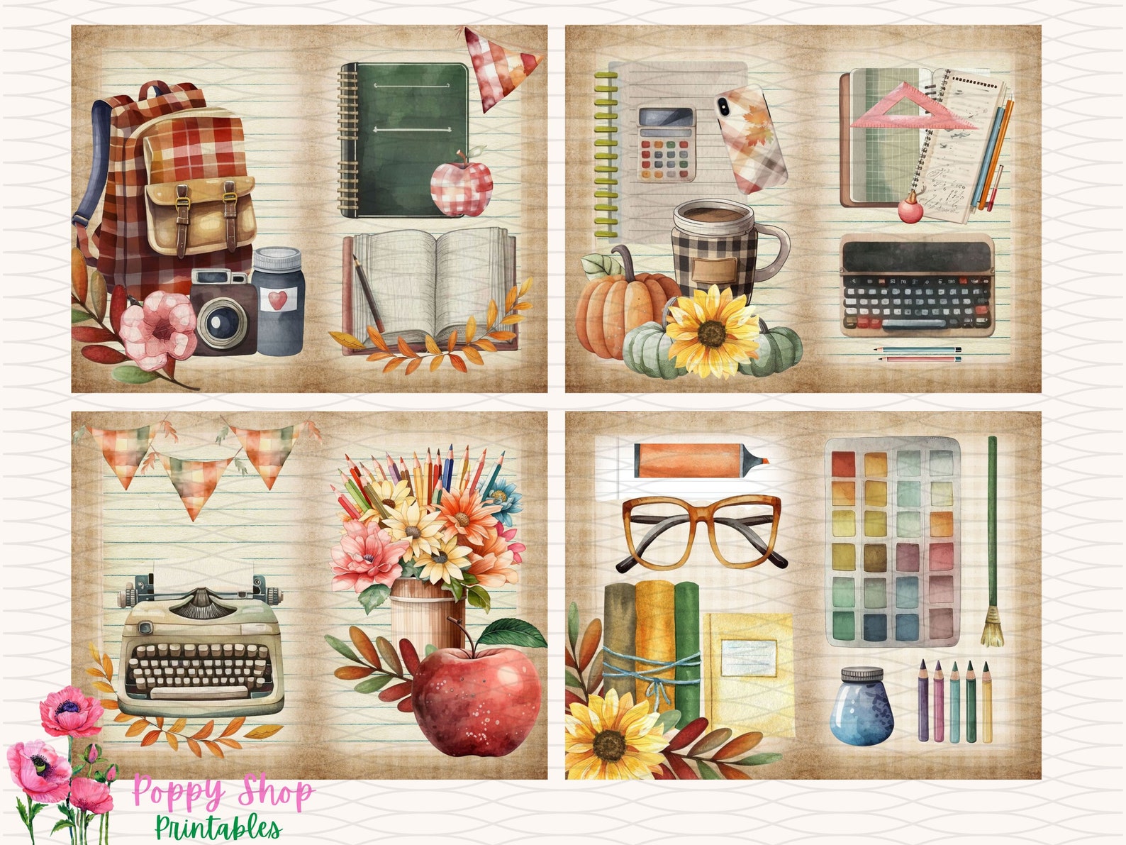 Back to School Junk Journal Kit, Teacher, Vintage, School, Fall ...