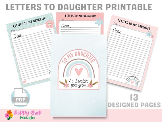 Letters to My Daughter Printable Journal Pages Bundle, Boho, Baby Girl ...