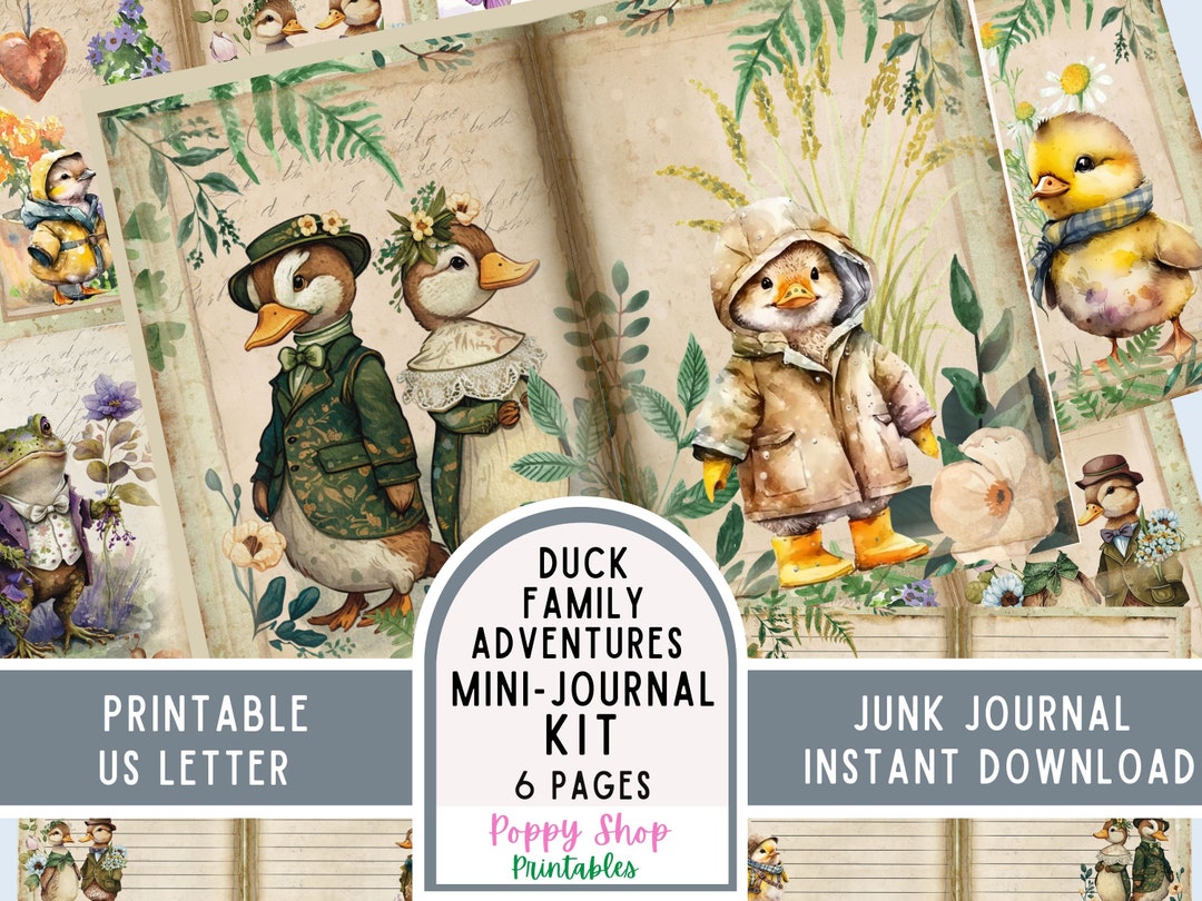 Vintage Duck, Journal Pages, Ducks, Printable Journal Pages, Lined ...