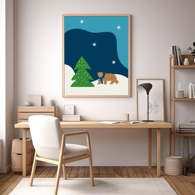 Winter Woodland Animals Digital Download | Abstract Wall Art | Gallery ...